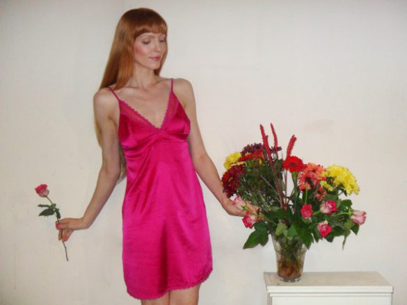 Lingerie Review: Mimi Holliday Raspberry Ripple Silk Slip | Esty Lingerie
