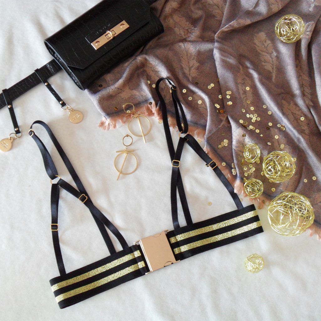 Midas Black Frame Bra With Gold Buckle | Esty Lingerie